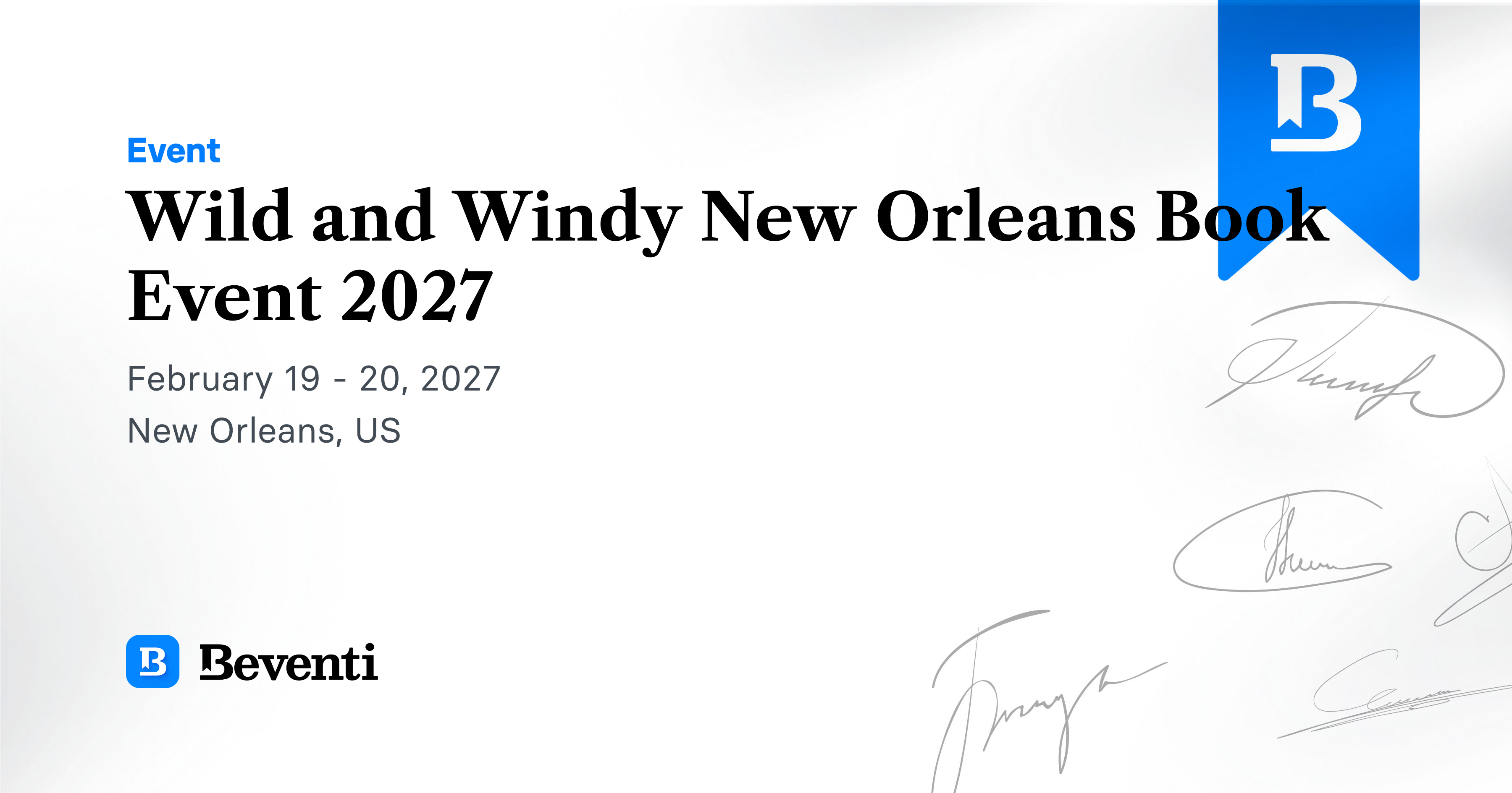 Wild and Windy New Orleans Book Event 2027 - Beventi