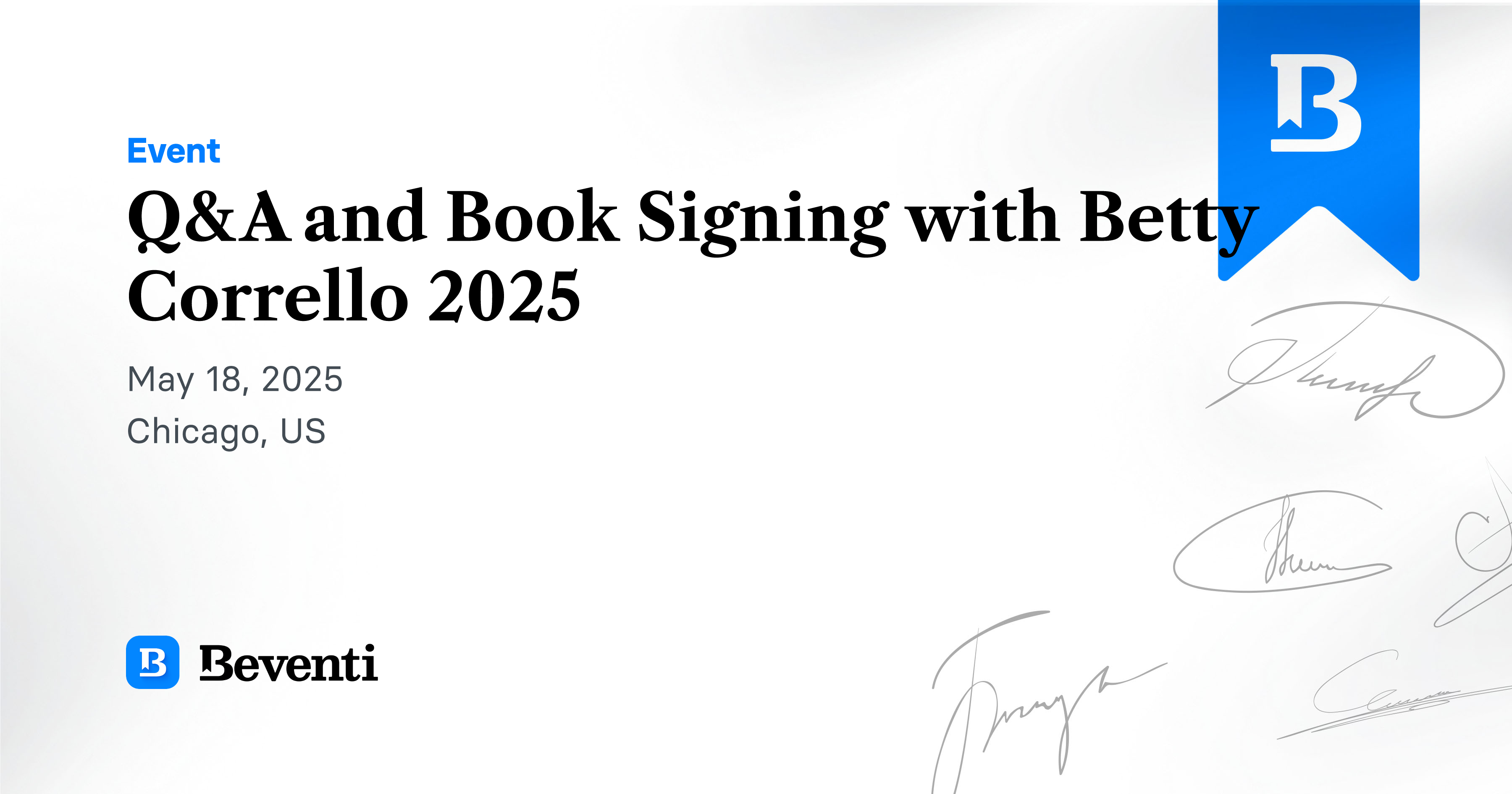 Q&A and Book Signing with Betty Corrello 2025 - Beventi